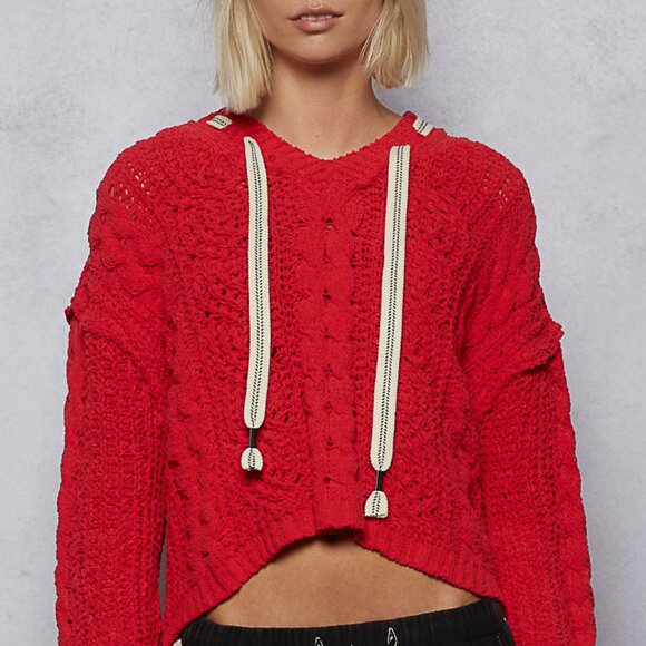 POL | Sweaters | Pol Cherry Red Chenille Pullover Sweater With Tie ...